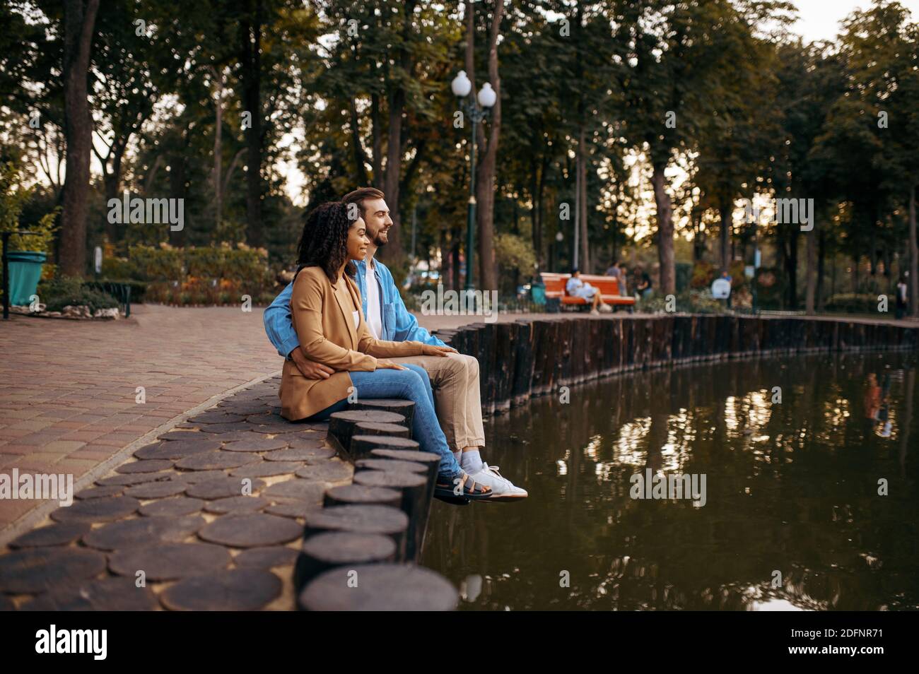 Romantic couple walk summer path hi-res stock photography and images ...