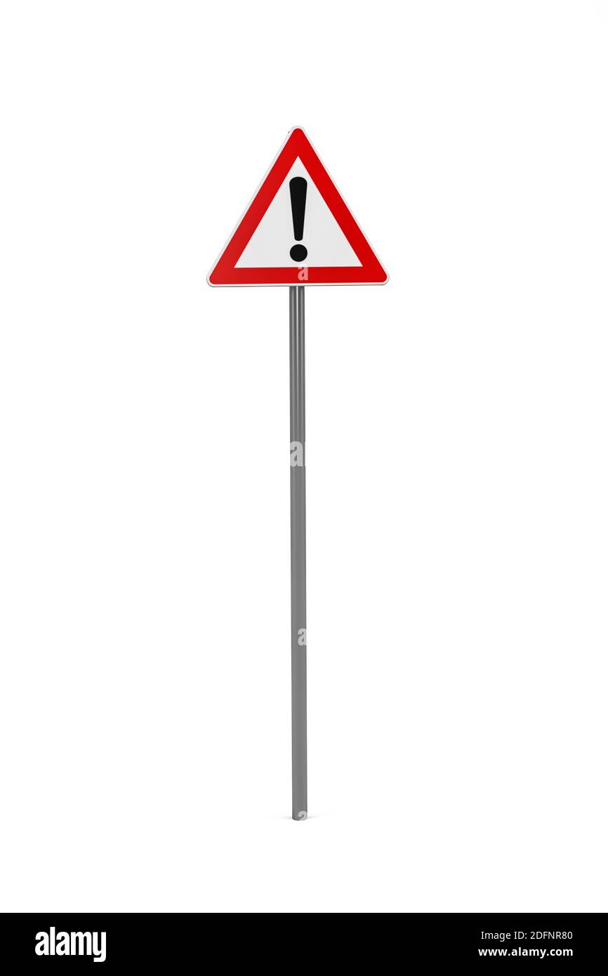 Warning sign isolated on white background - 3d render Stock Photo - Alamy