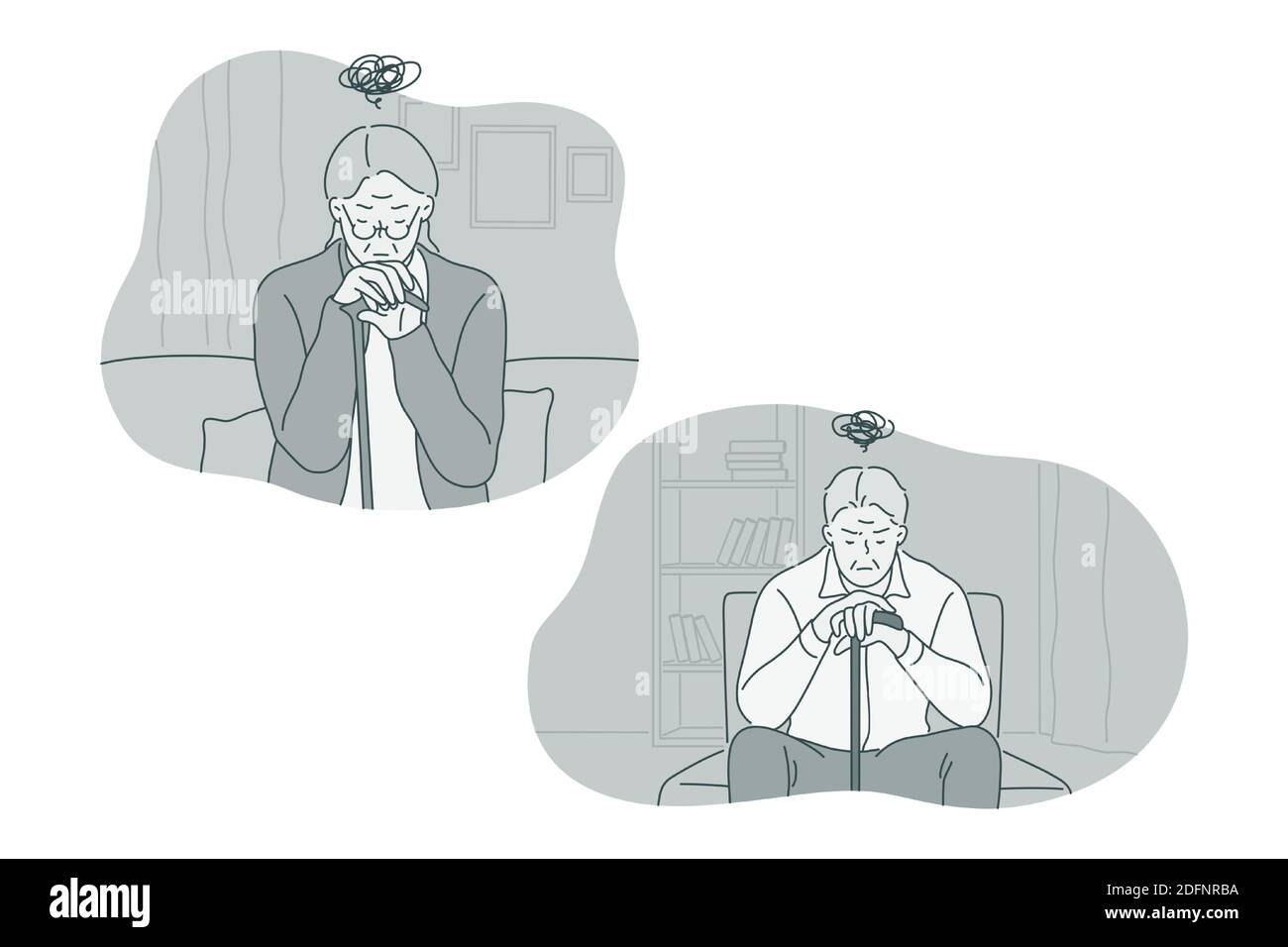 Senior sadness Stock Vector Images - Alamy