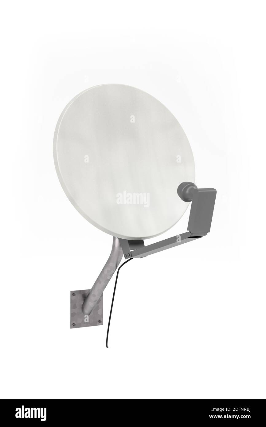 Satellite dish isolated on white background - 3d render Stock Photo - Alamy