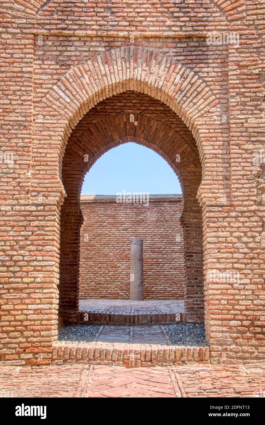 Arab architectural style door located in the Alcazaba, a palatial ...
