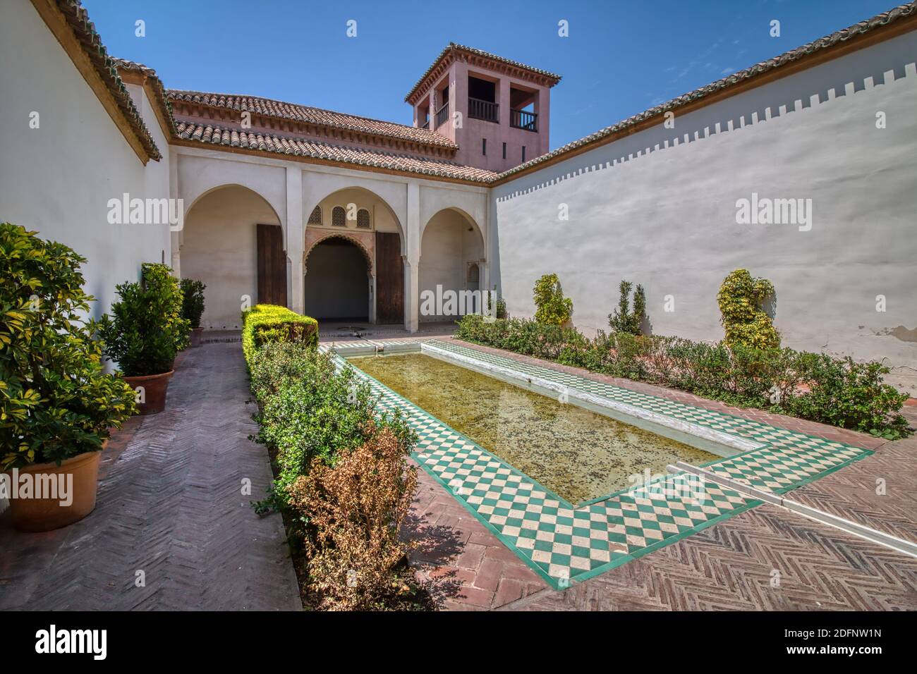 Moorish style architecture in the Alcazaba of Malaga, a palatial ...