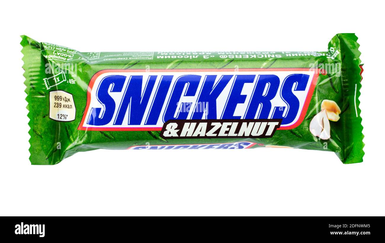 Ukraine, Kyiv - November 30. 2020: Snickers chocolate bar of sweets ...