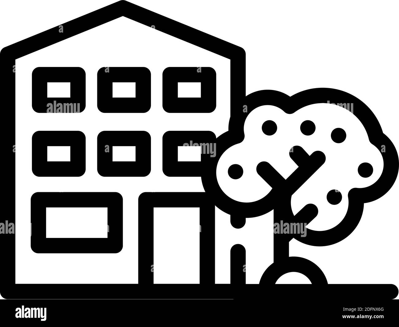 house building line icon vector illustration black Stock Vector Image ...