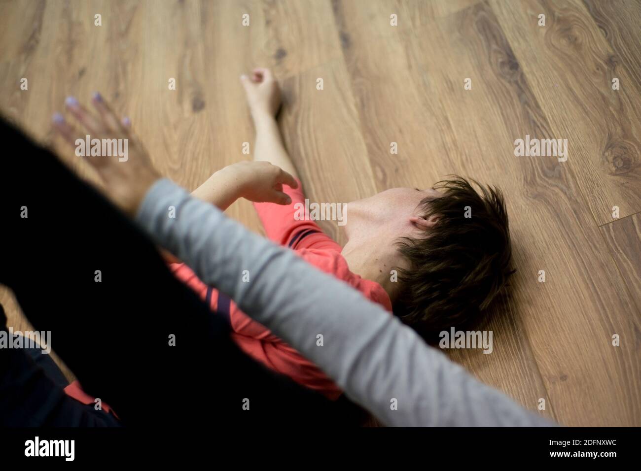 Two women dance a contact improvisation in nature Stock Photo - Alamy