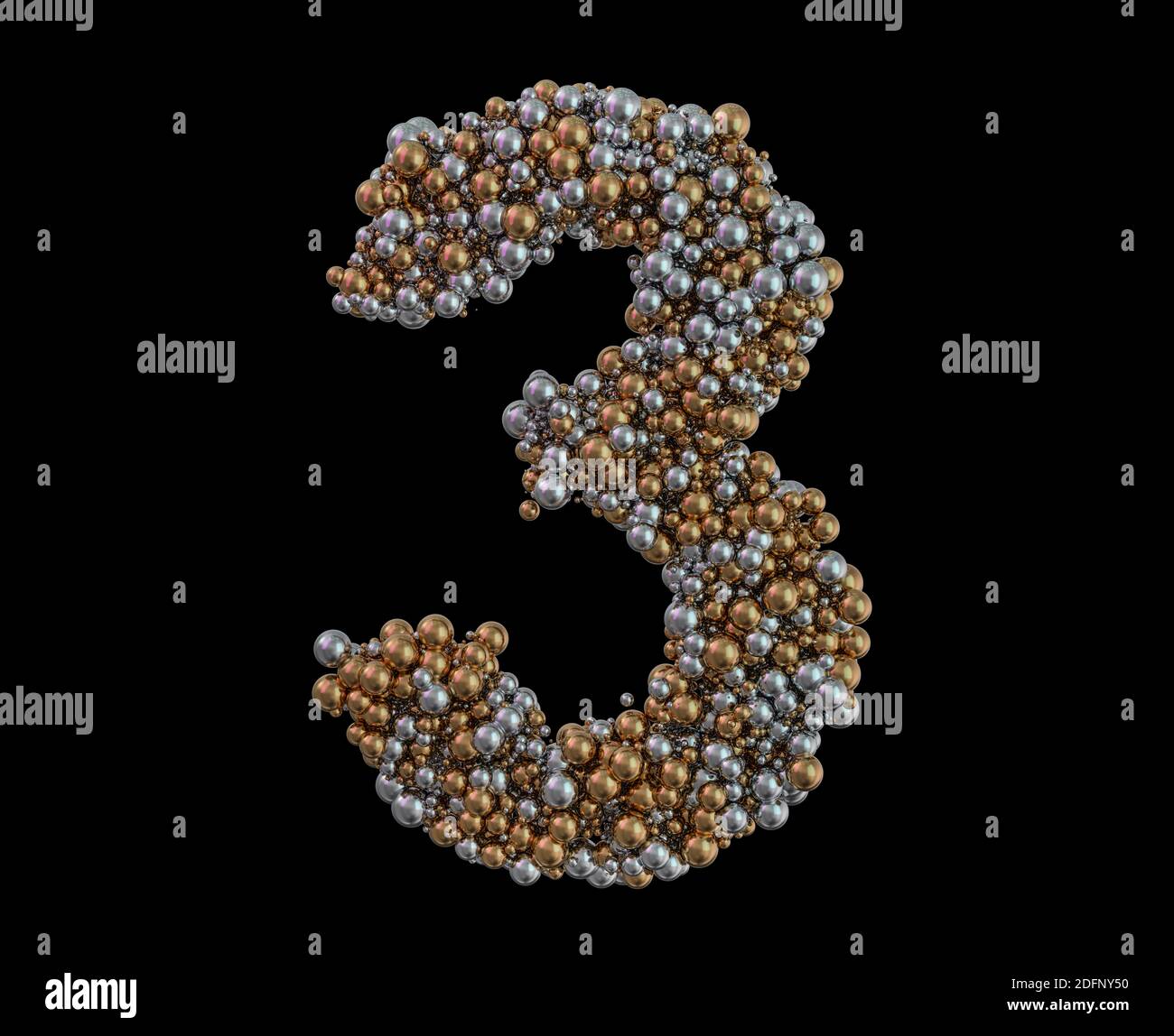 Light gold digit three on the background. 3D rendering Stock Photo - Alamy