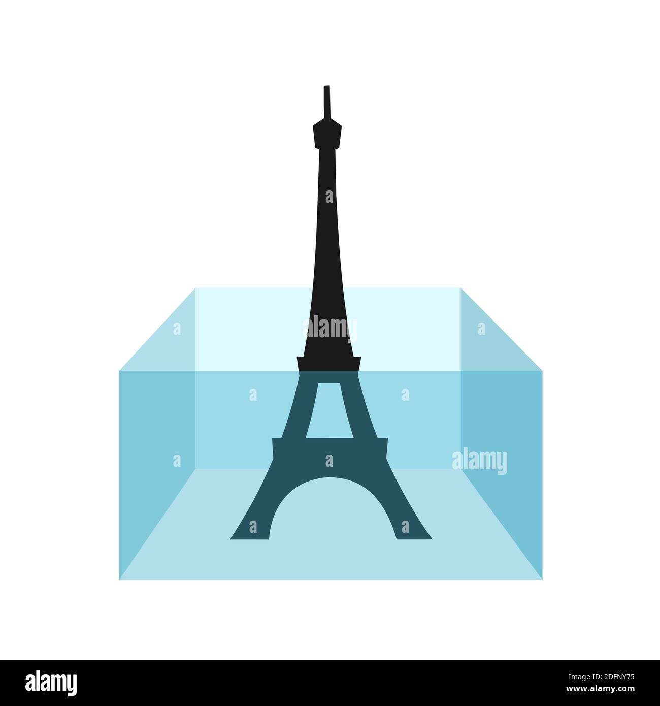 Wall and fence made of transparent glass as protection of Eiffel tower ...