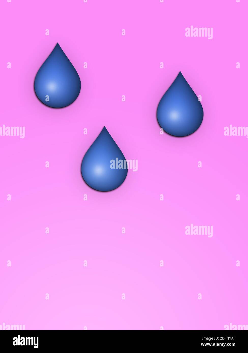 Three blue drops on the pink background Stock Photo - Alamy