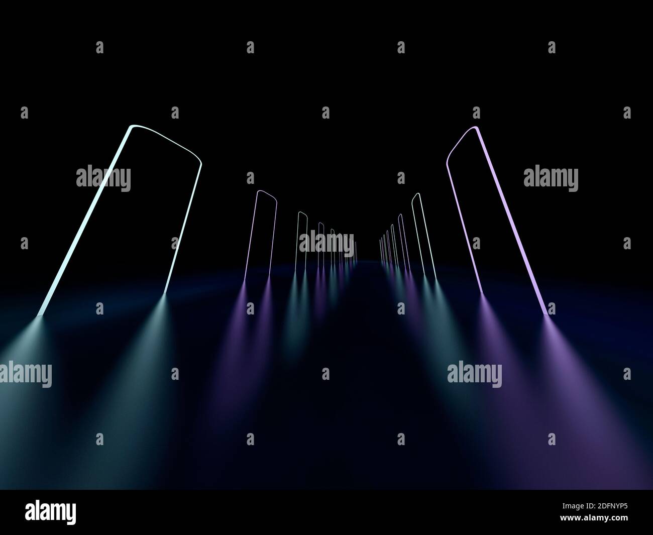 Colorful neon abstract lights. Lines. 3D rendering Stock Photo - Alamy