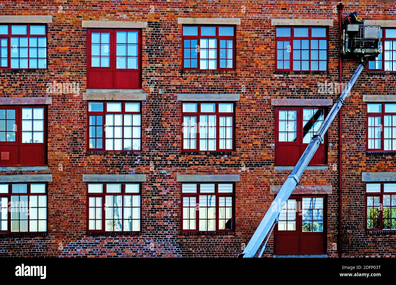 Cherry picker window cleaning service on converted flats apartments ...