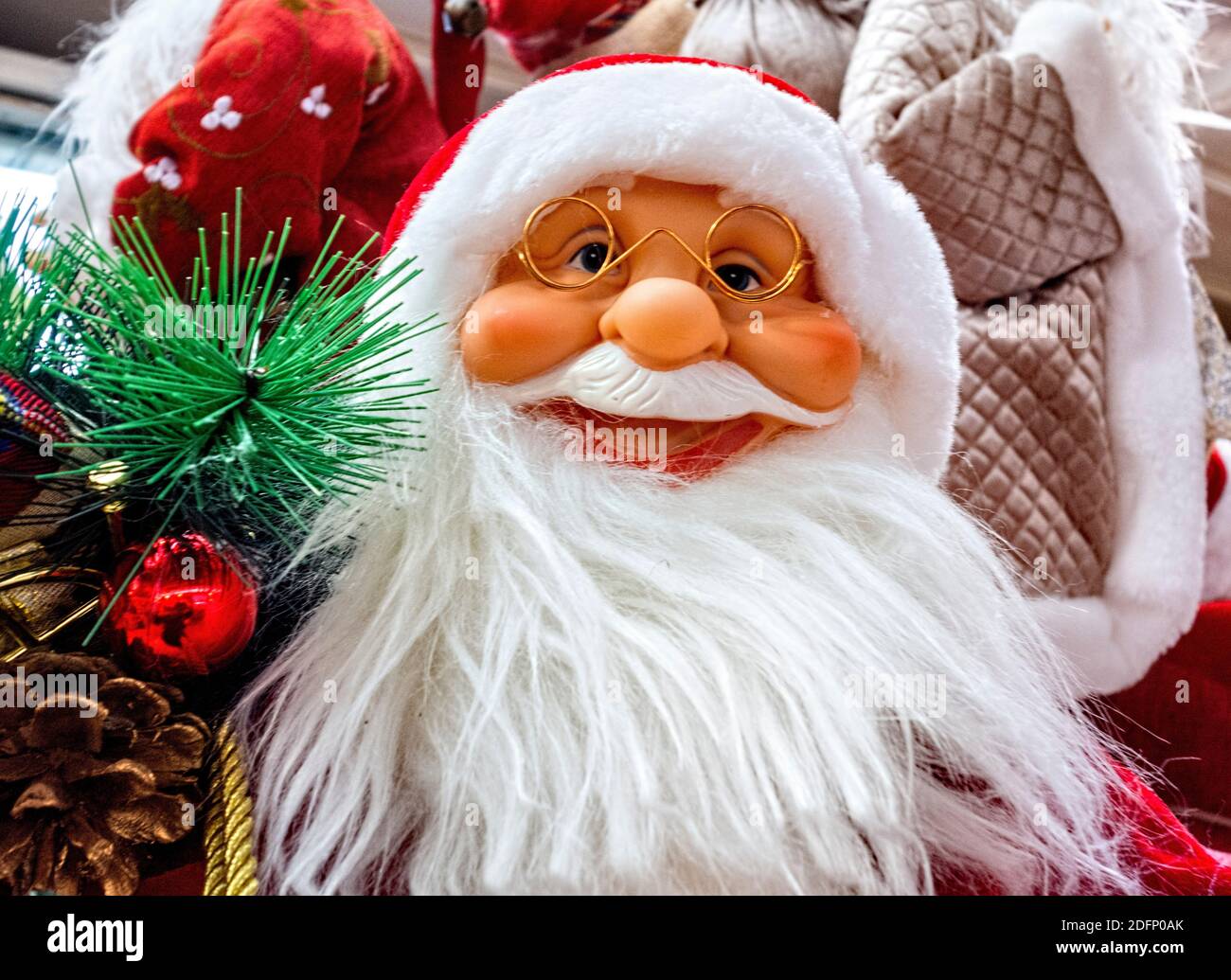 Close up Santa Claus soft toy Stock Photo - Alamy