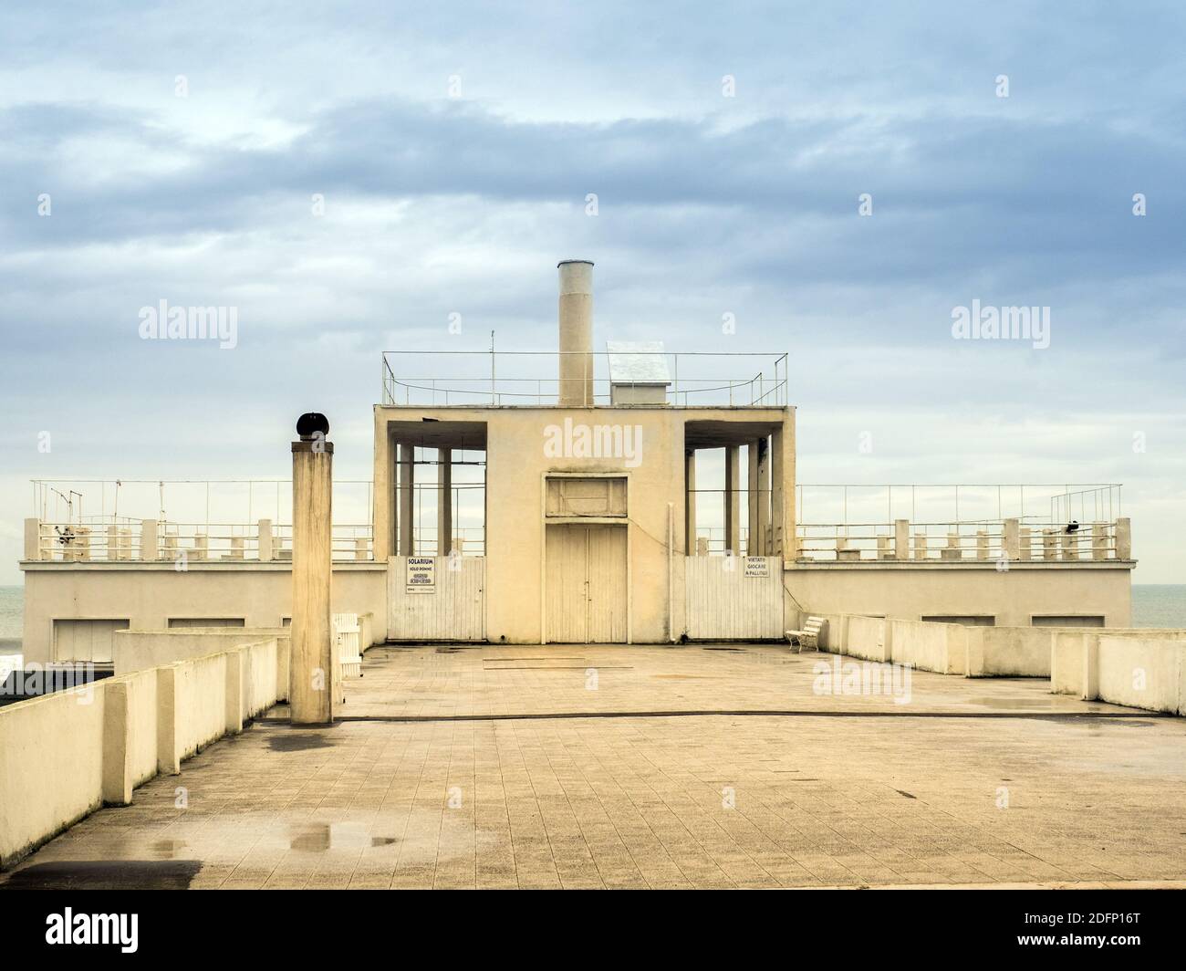 Bathing establishment rooftop in the beach of Ostia - Rome, Italy Stock ...