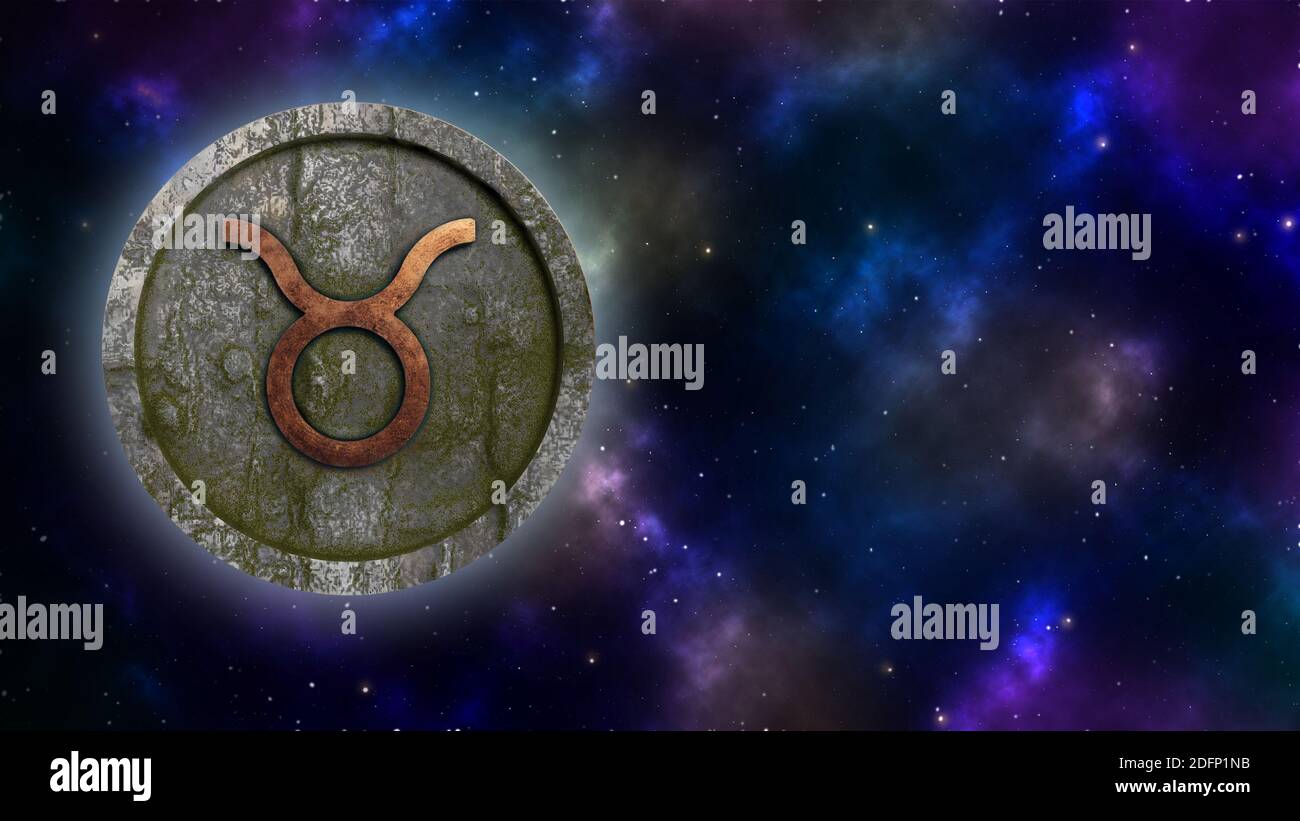 Horoscope sign Taurus bronze and stone 3D rendering Stock Photo - Alamy