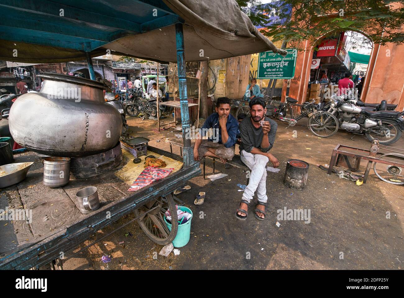 Taking a break at the cooking pot, Jaipur India Stock Photo - Alamy