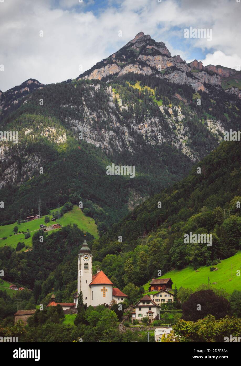 church in the swiss alps Stock Photo - Alamy