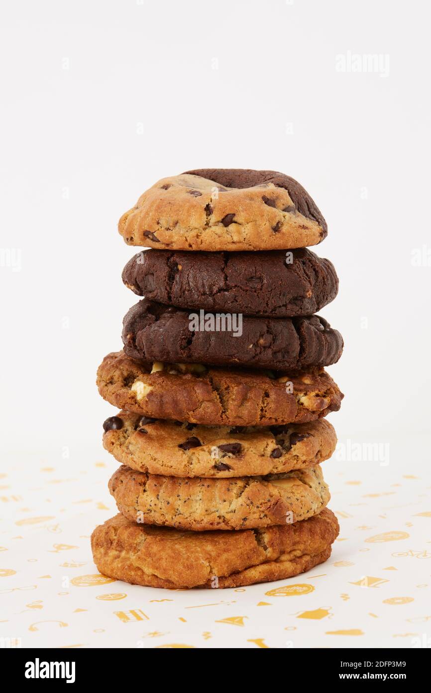 Cookie Stack on white Background Stock Photo - Alamy