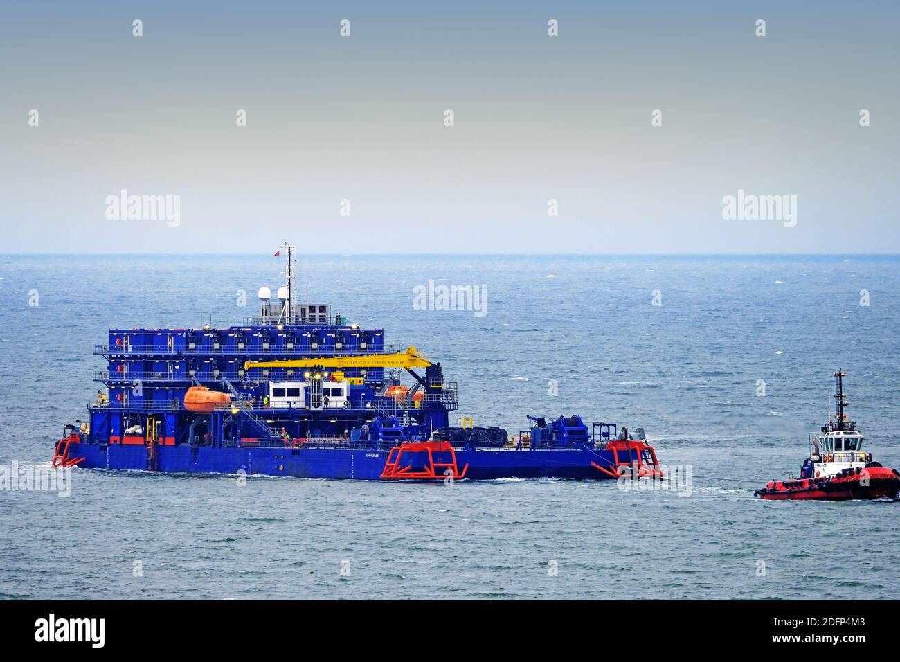 ASV Pioneer oil pipeline barge accomodation vessel Stock Photo - Alamy