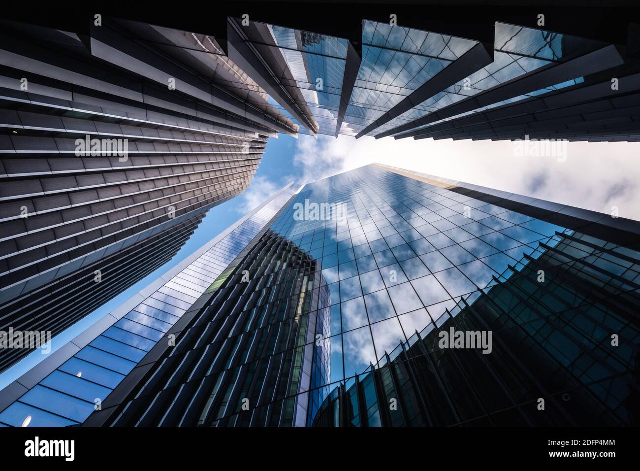 looking up at skyscrapers -Willis office building in the City of London ...