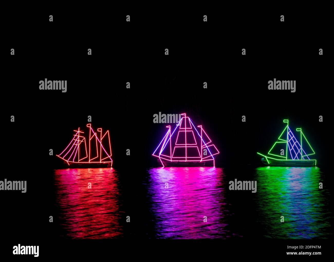 Illuminated 'I Saw Three Ships' light installation on the Blenheim ...