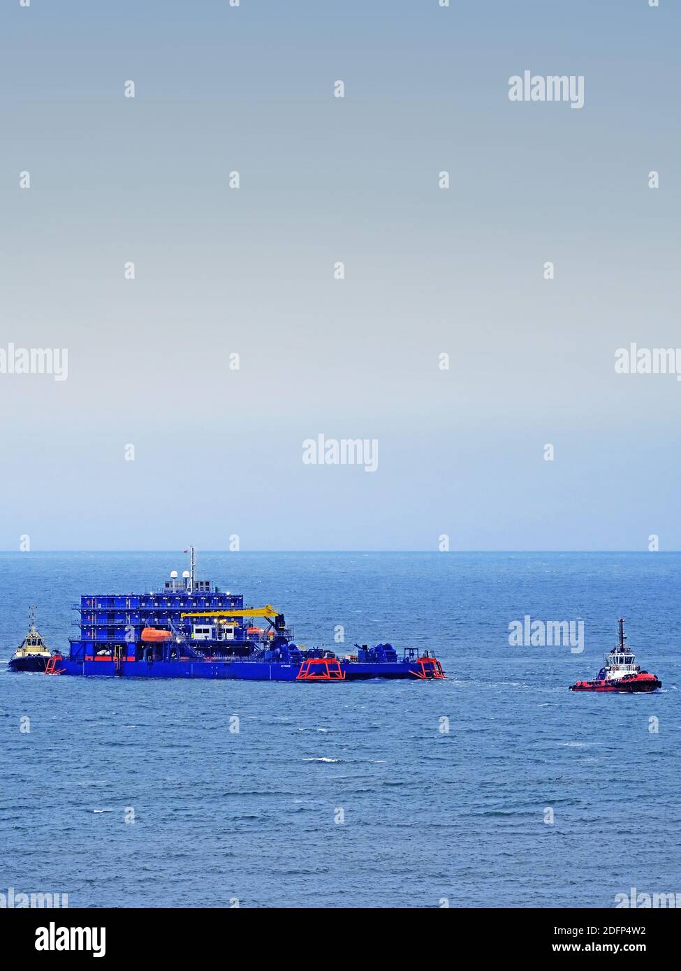 ASV Pioneer oil pipeline barge accomodation vessel in the North sea ...