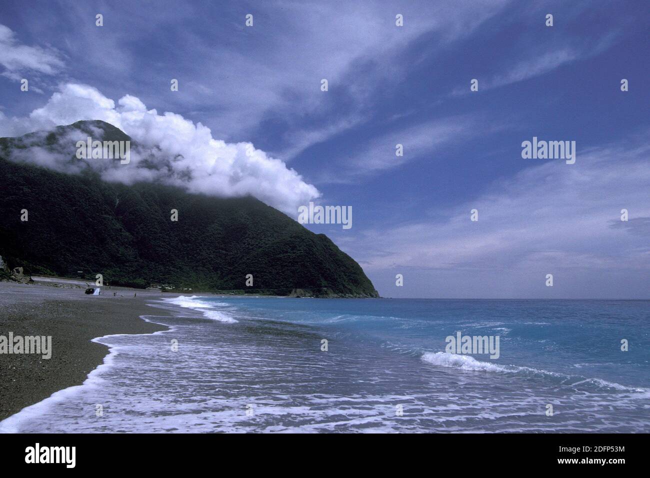 a beach and the landscape near Hualien at the eastcoast of the Pacific ...