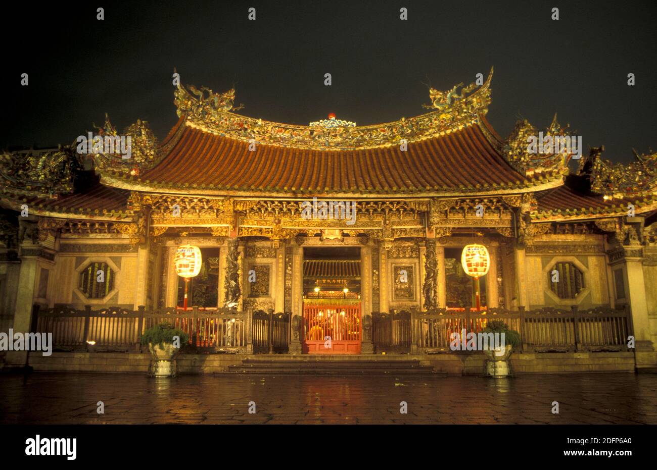 the chinese Longshan Temple in the city centre of Taipei in Taiwan of ...