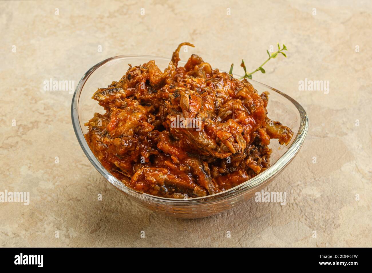 Canned anchovy snack in tomato sauce Stock Photo - Alamy
