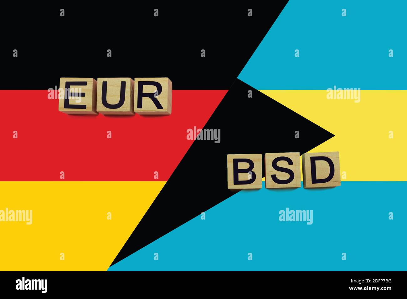 Germany and Bahamas currencies codes on national flags background ...