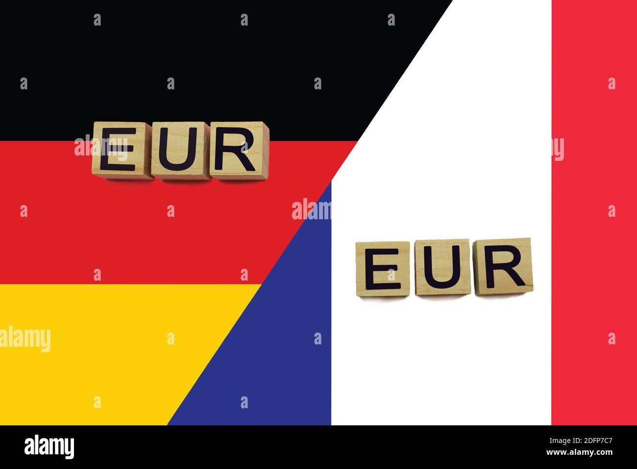 Germany and France currencies codes on national flags background ...