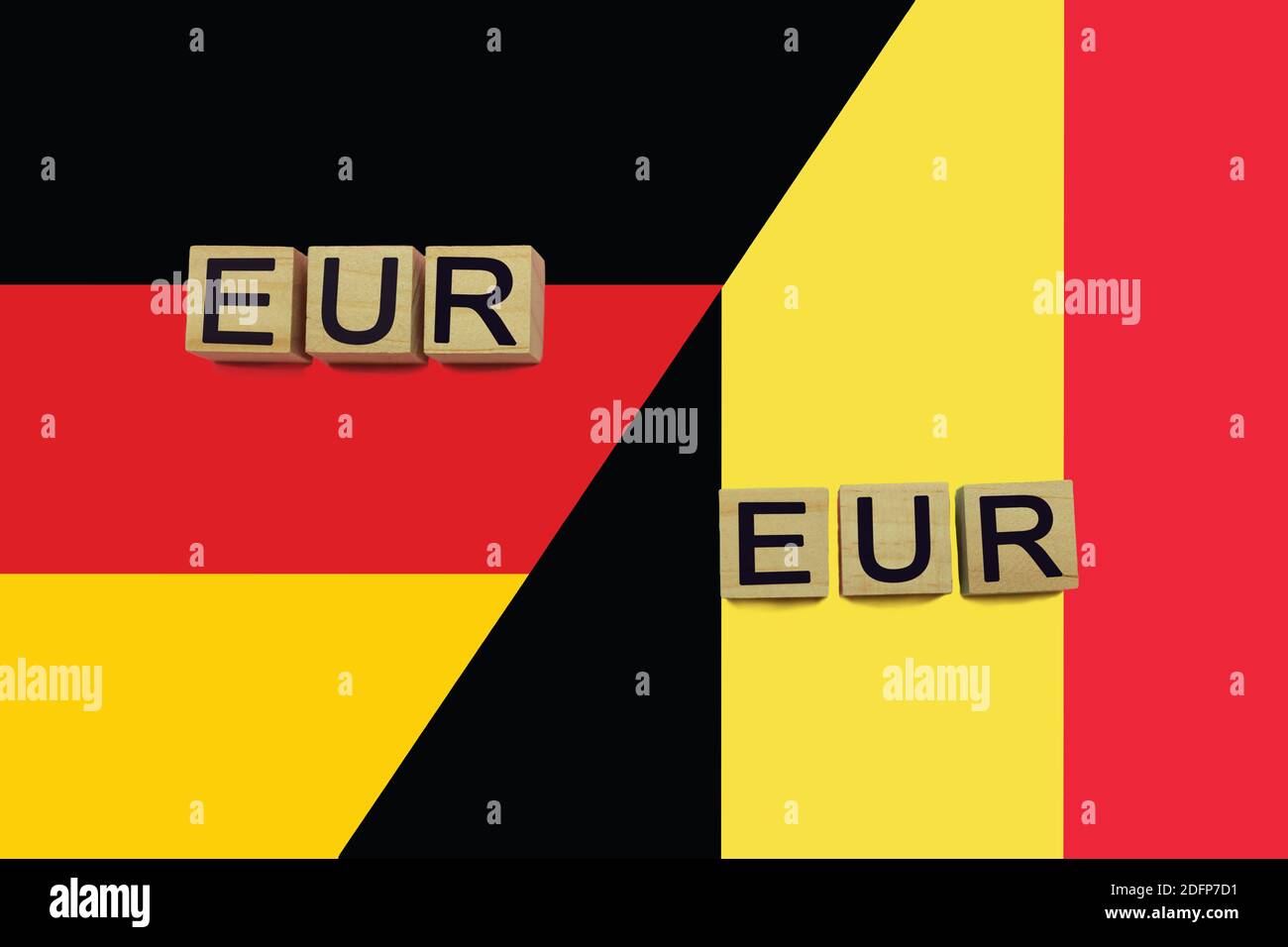 Germany and Belgium currencies codes on national flags background ...
