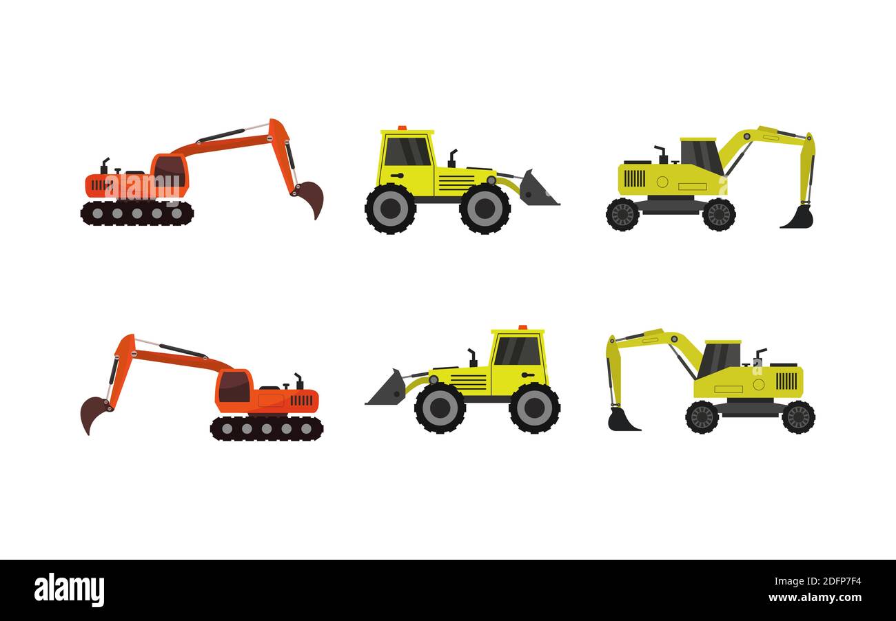 Excavator Set Vector illustration EPS 10 Stock Vector Image & Art - Alamy