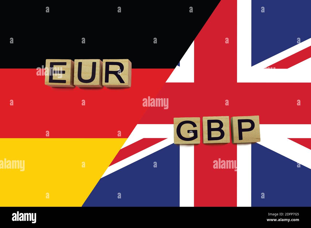 Germany and United Kingdom currencies codes on national flags ...