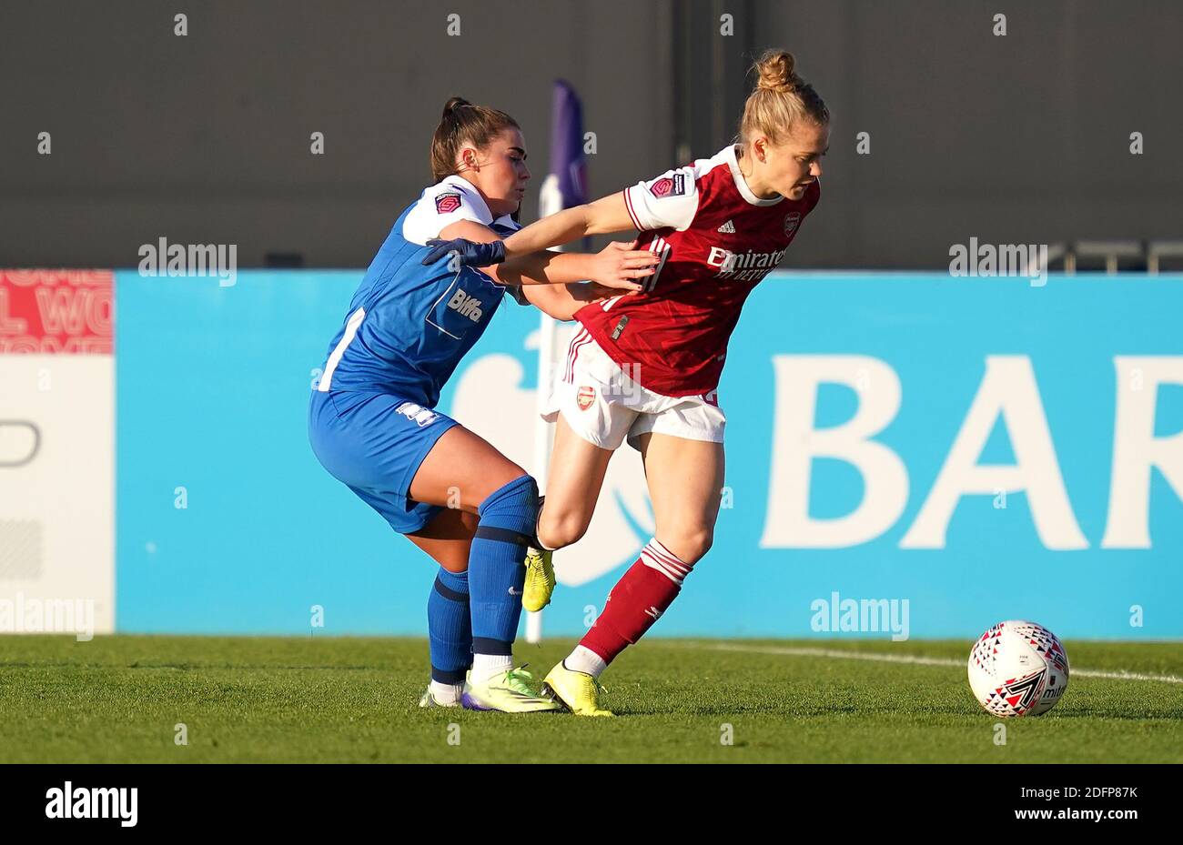 Birmingham City's Jamie-Lee Napier (left) and Arsenal's Leonie Maier ...