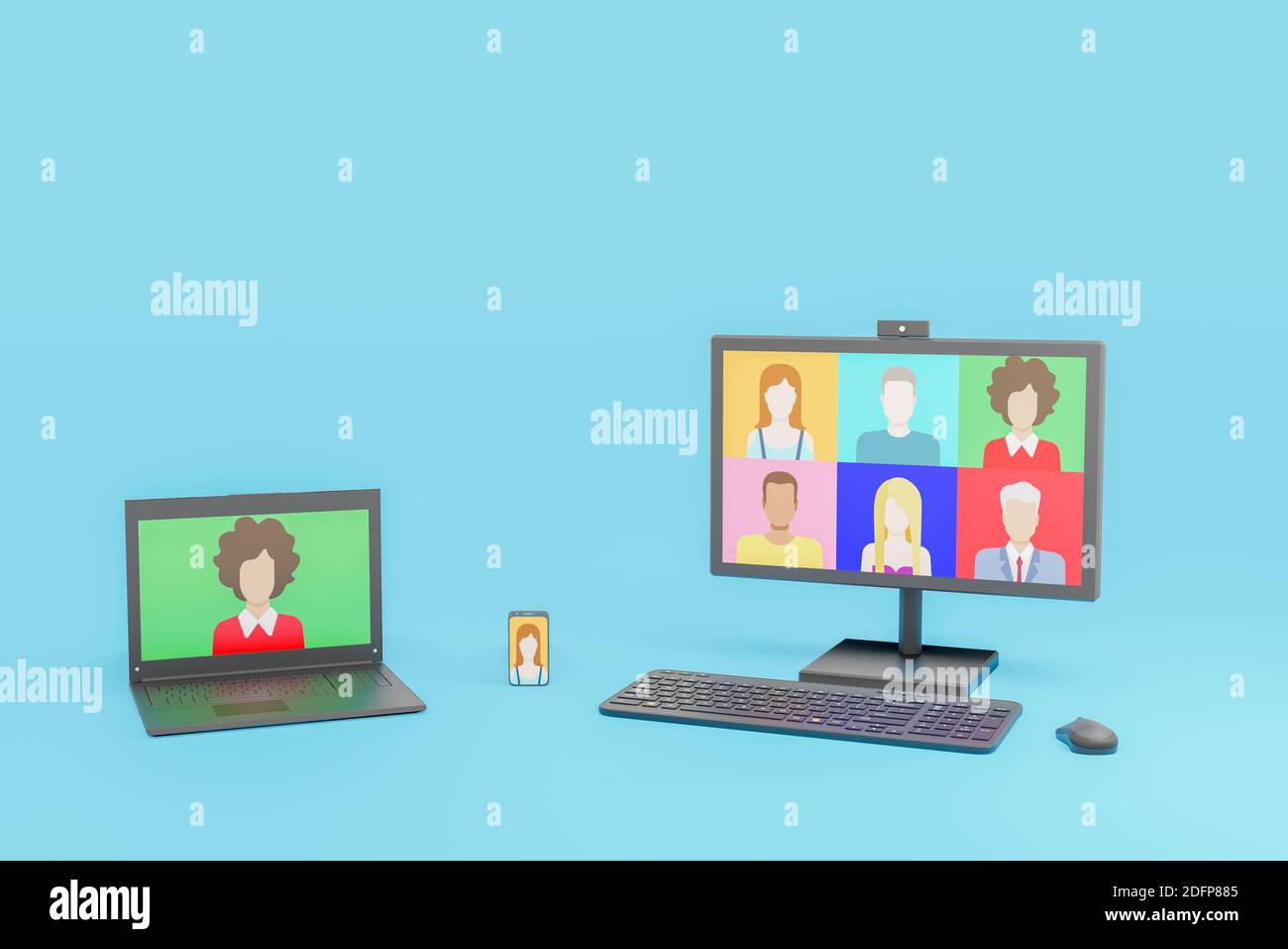 People connecting together, learning or meeting online with ...