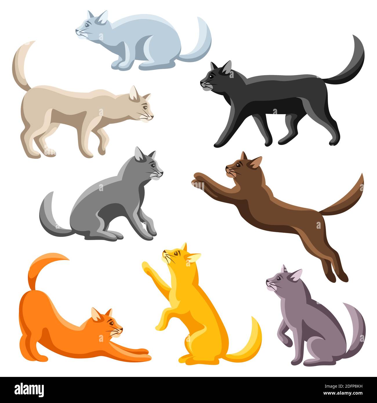 Set of stylized cats in various poses Stock Vector Image & Art - Alamy