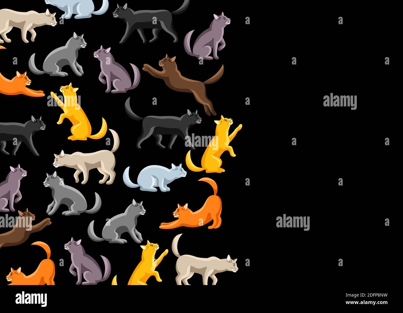 Background with stylized cats in various poses Stock Vector Image & Art ...