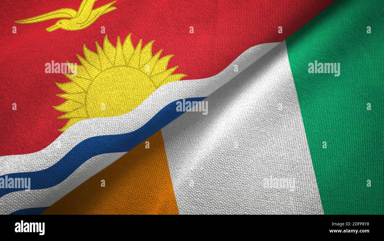 Kiribati And Cote Divoire Ivory Coast Two Flags Textile Fabric Texture