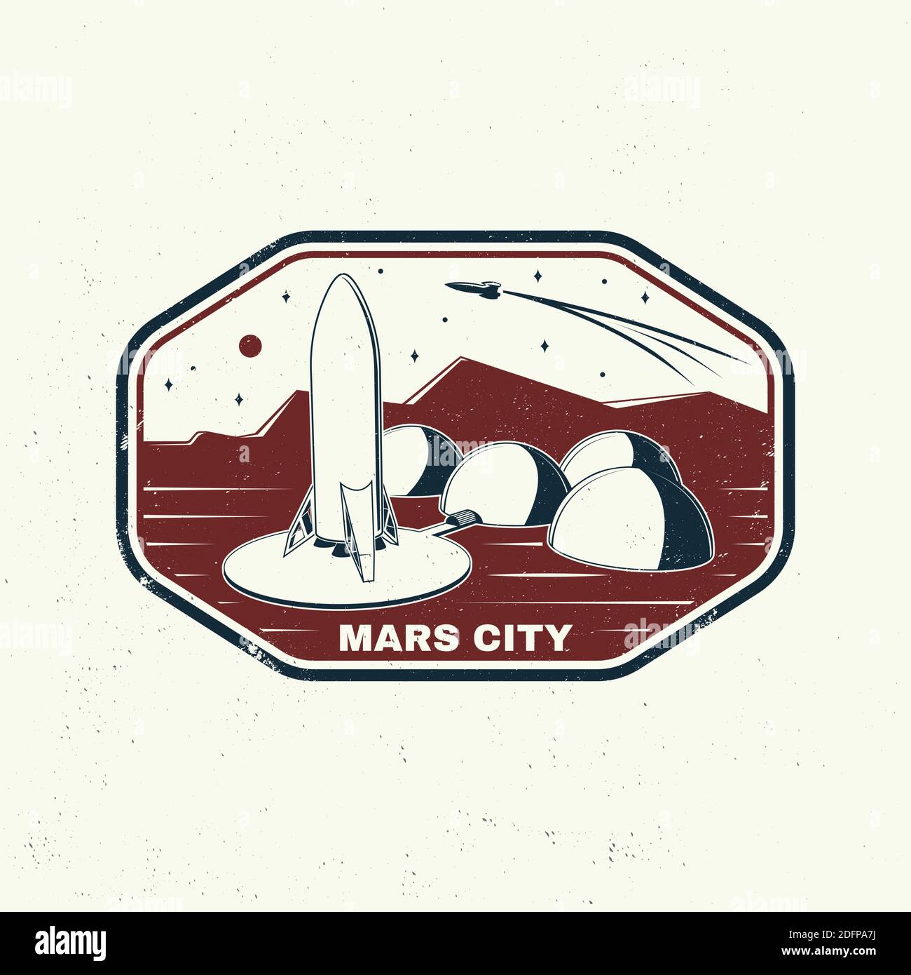 Mars city logo, badge, patch. Vector illustration. Concept for shirt ...