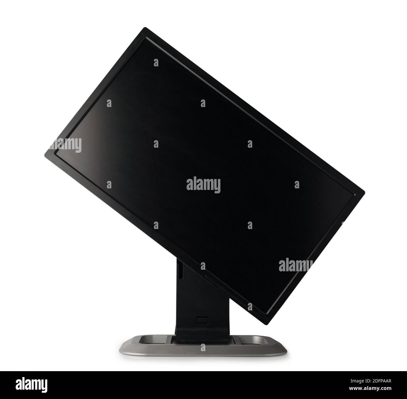 Widescreen black monitor with rotation control isolated on white ...