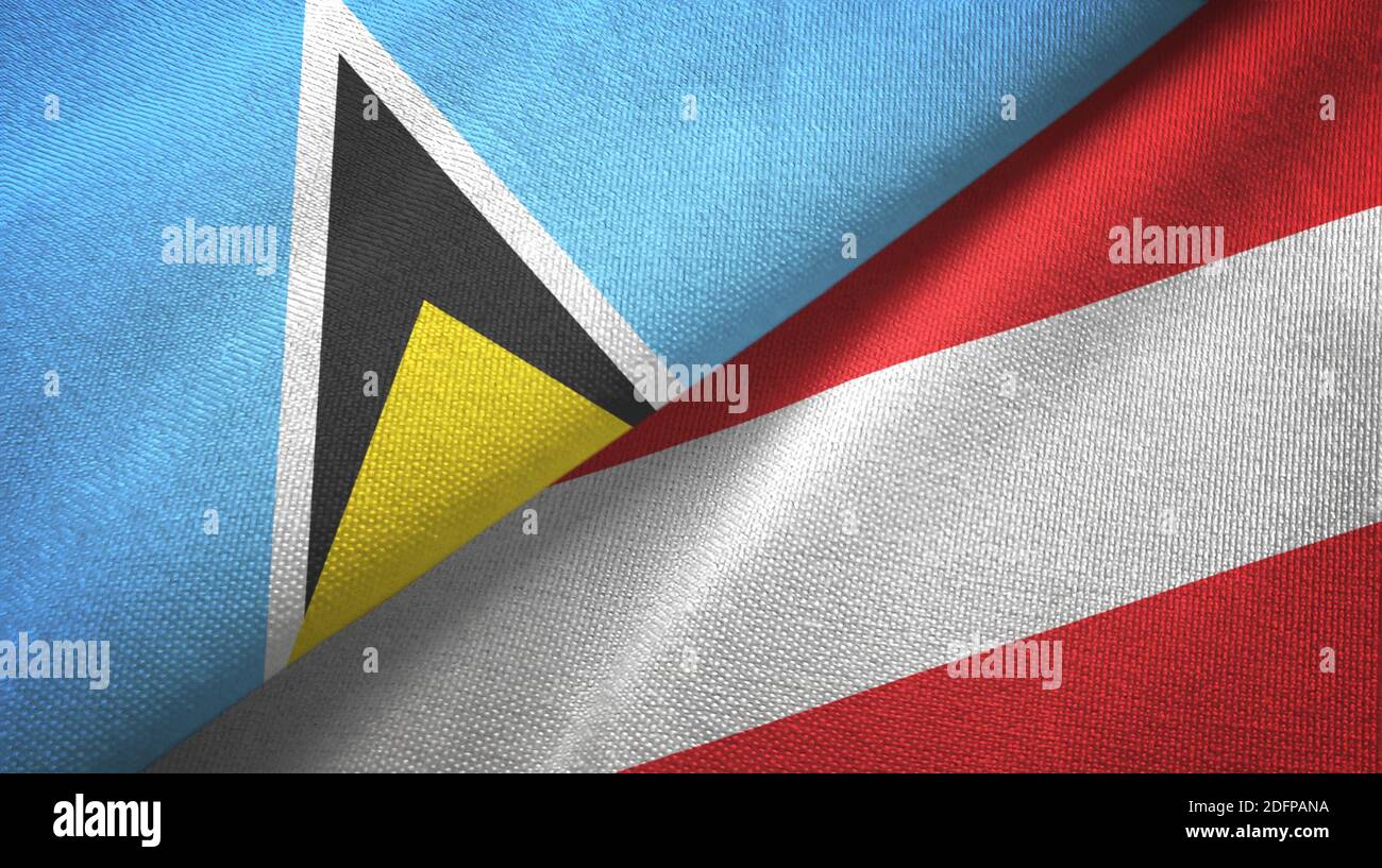 Saint Lucia and Austria two flags textile cloth, fabric texture Stock ...