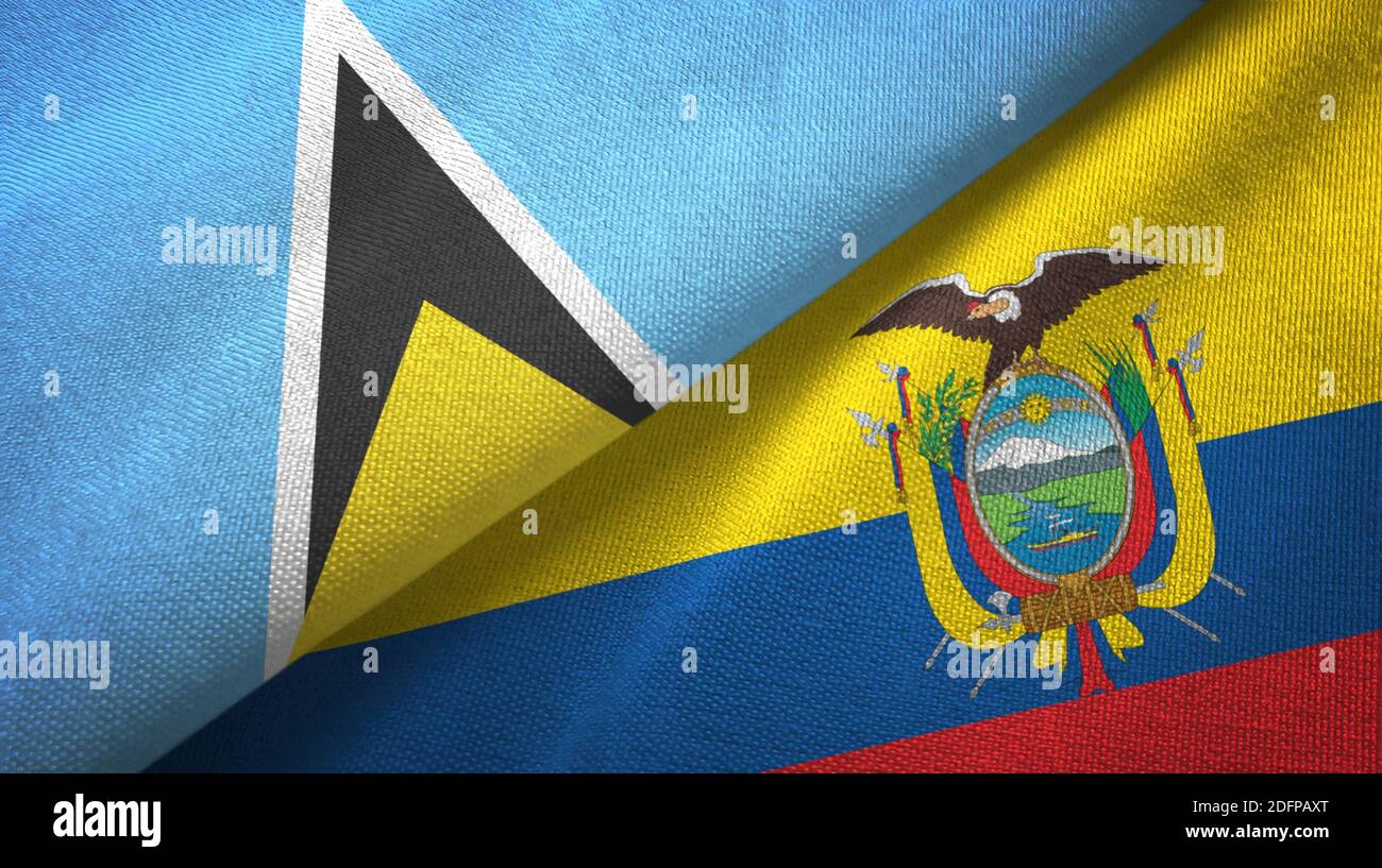 Saint Lucia and Ecuador two flags textile cloth, fabric texture Stock ...