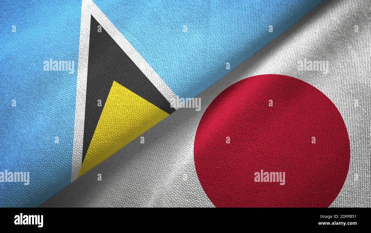 Saint Lucia and Japan two flags textile cloth, fabric texture Stock ...