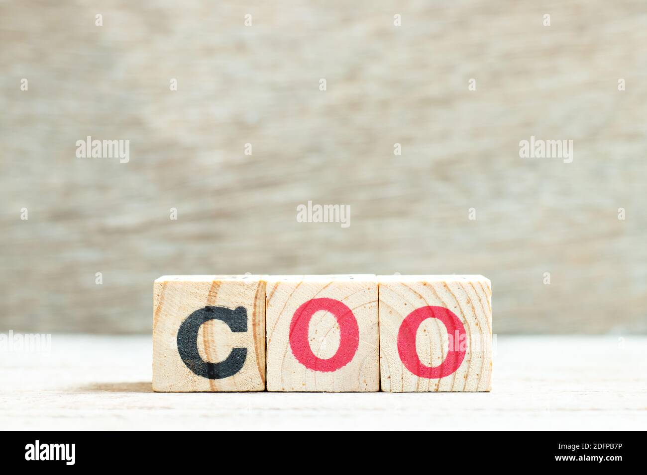 Alphabet letter block in word COO (abbreviation Chief operating officer ...