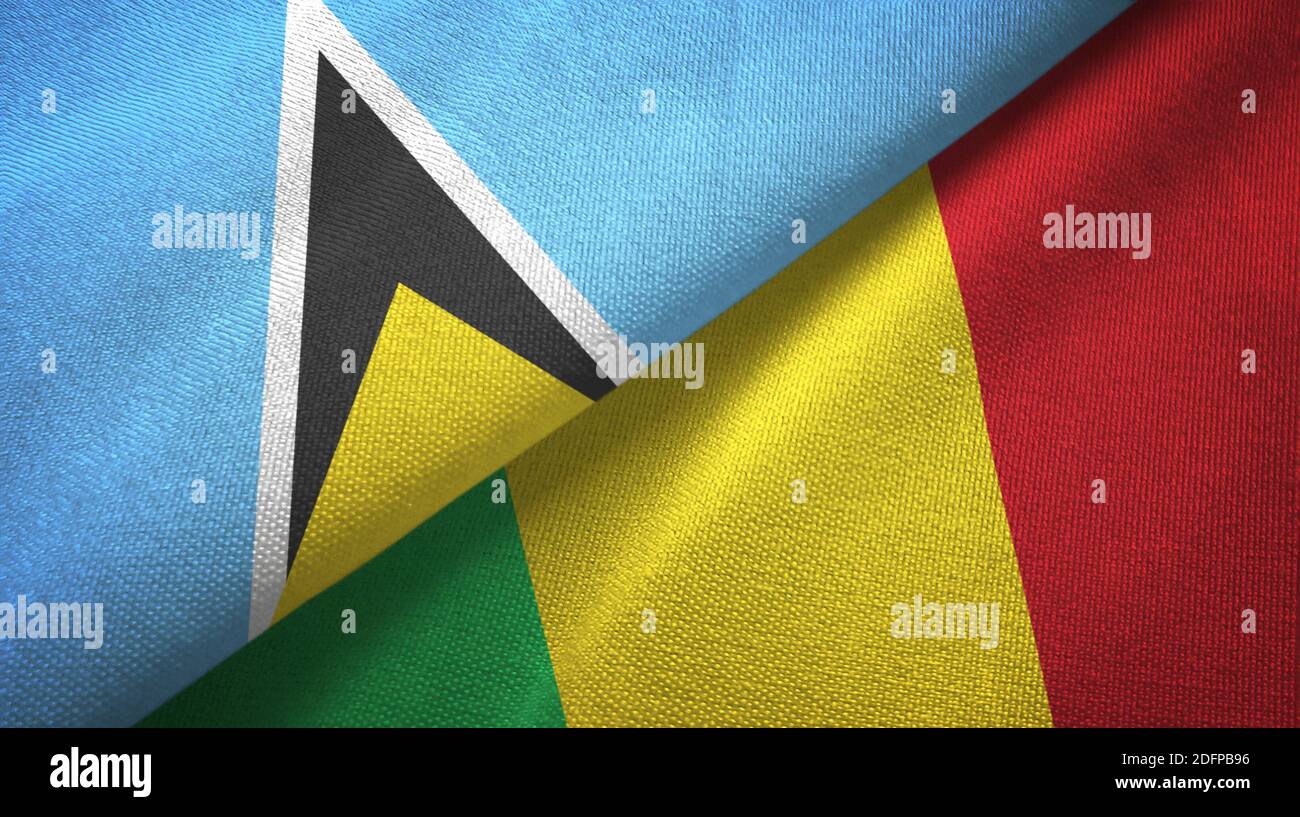 Saint Lucia and Mali two flags textile cloth, fabric texture Stock ...