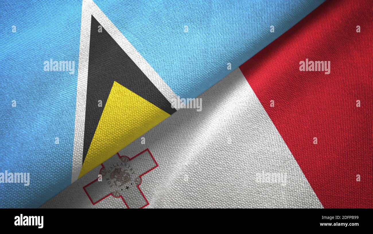 Saint Lucia and Malta two flags textile cloth, fabric texture Stock ...