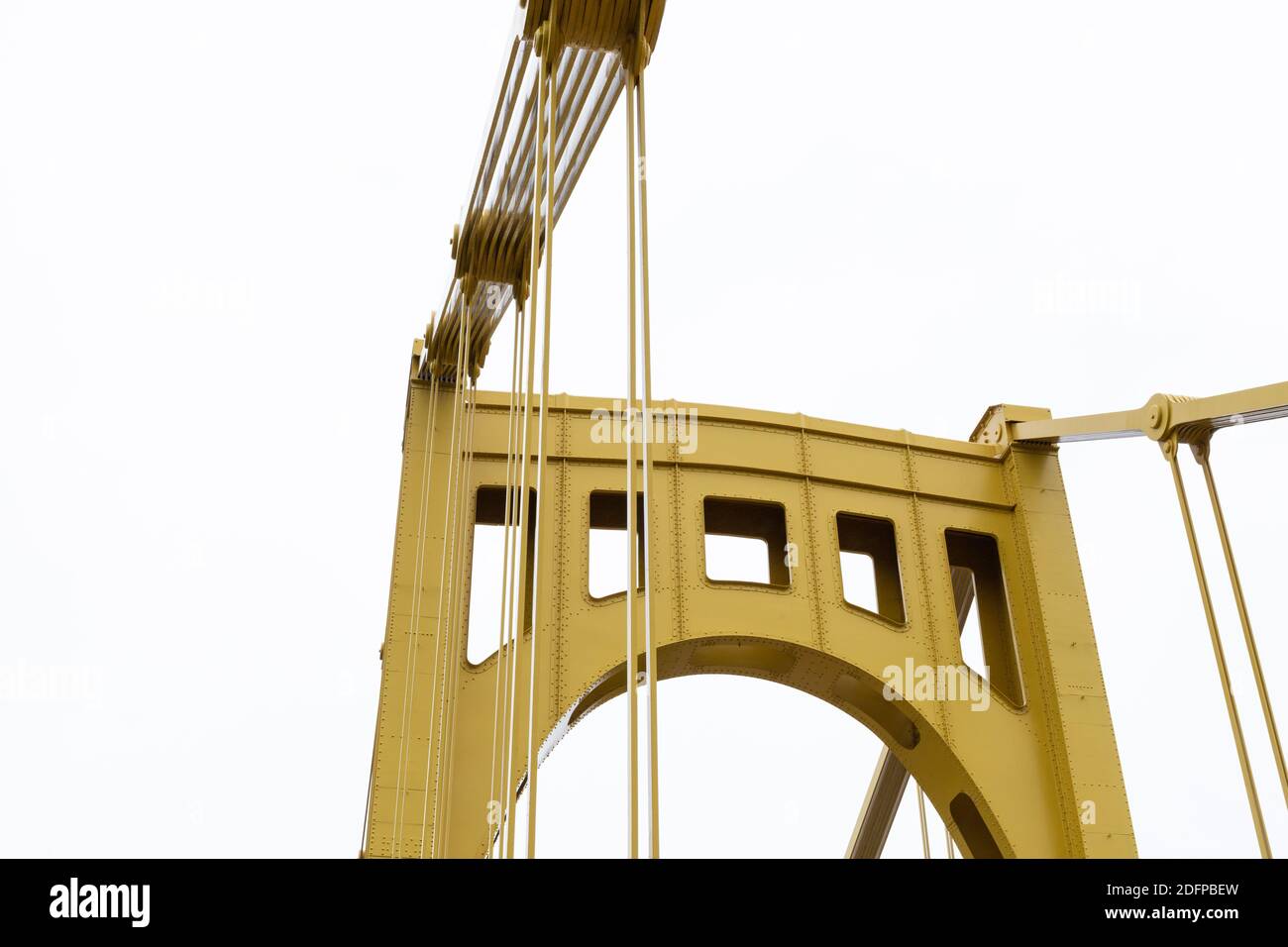 Support structure of a self-anchored suspension bridge, grey sky copy ...