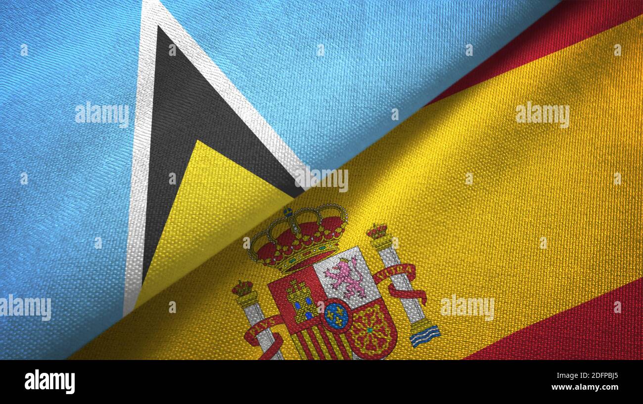 Saint Lucia and Spain two flags textile cloth, fabric texture Stock ...