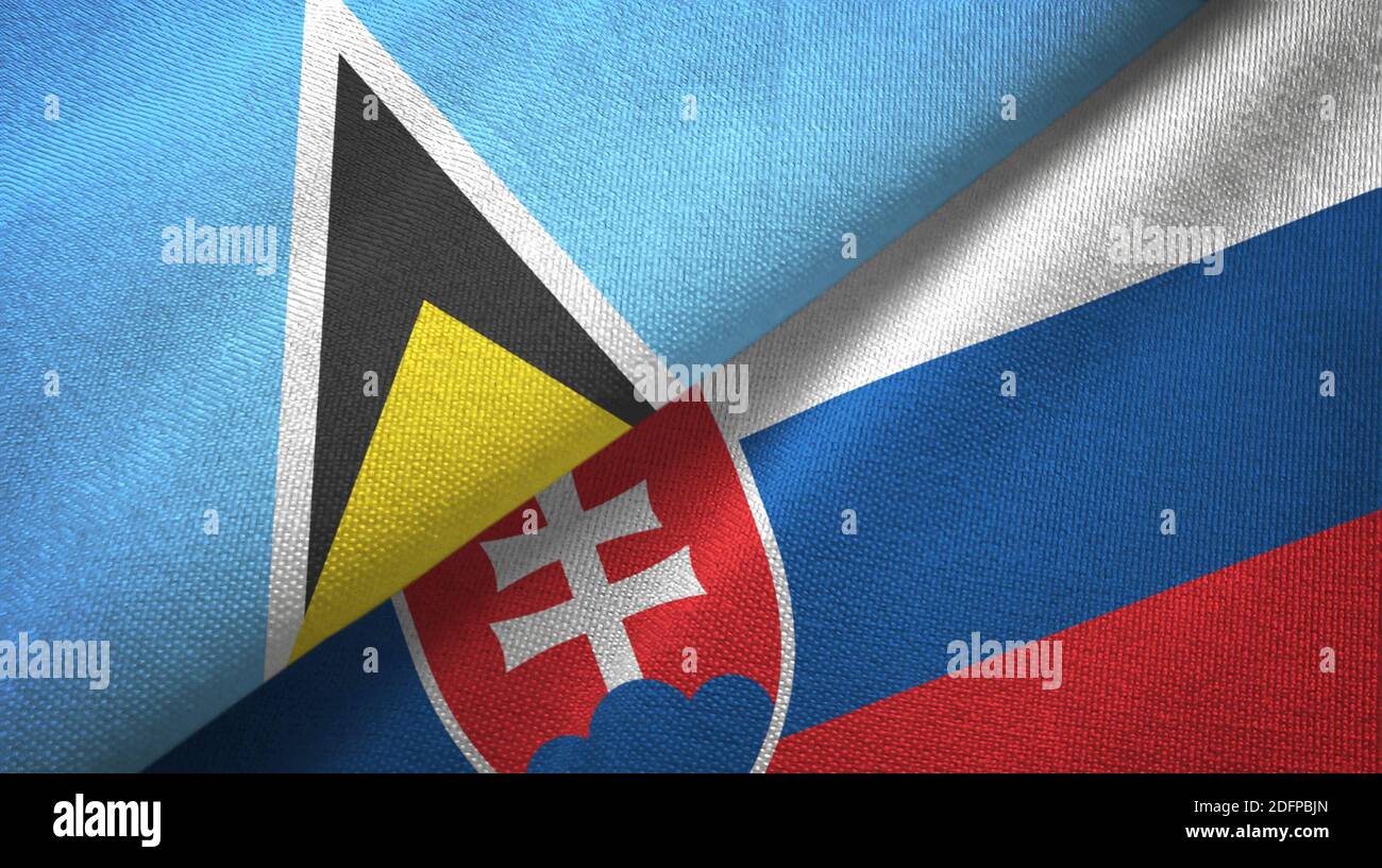 Saint Lucia and Slovakia two flags textile cloth, fabric texture Stock ...