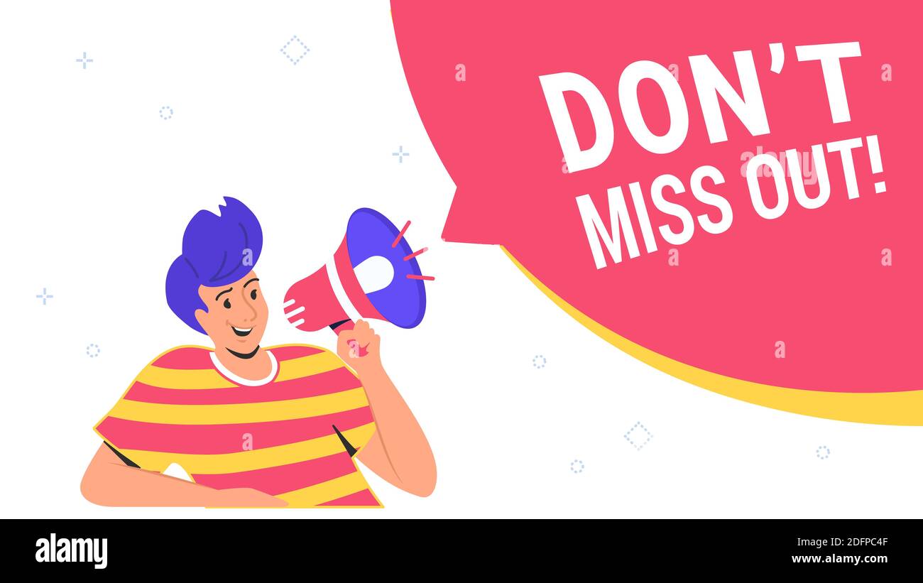 Do not miss out community announcement with loud megaphone Stock Vector ...
