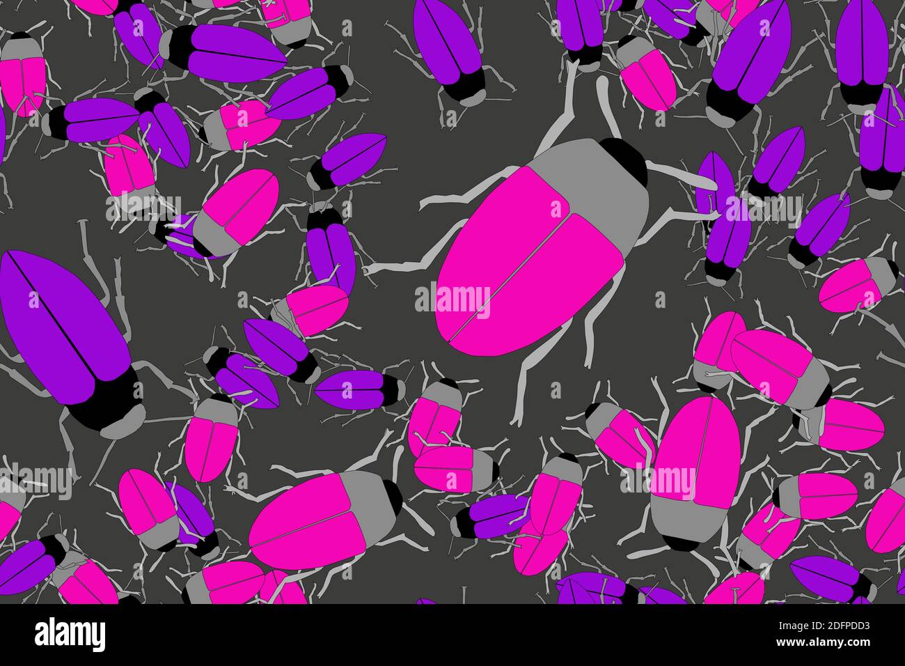 Color Bugs Illustration Seamless Pattern on Blue Background Stock ...